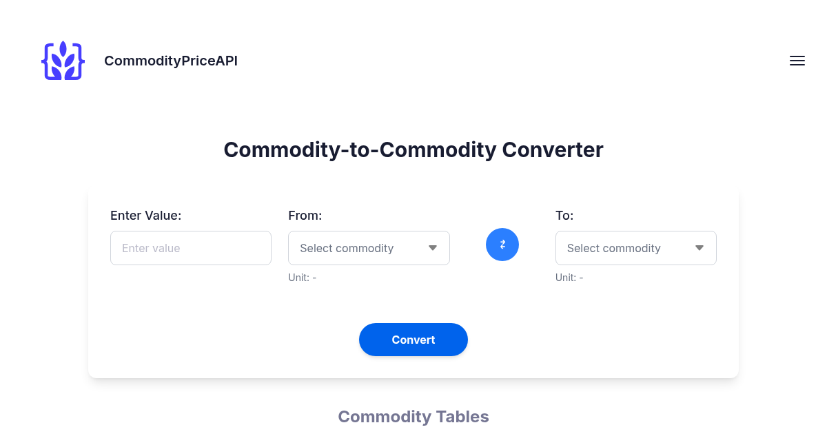 Commodity-to-Commodity Price Chart | CommodityPriceAPI